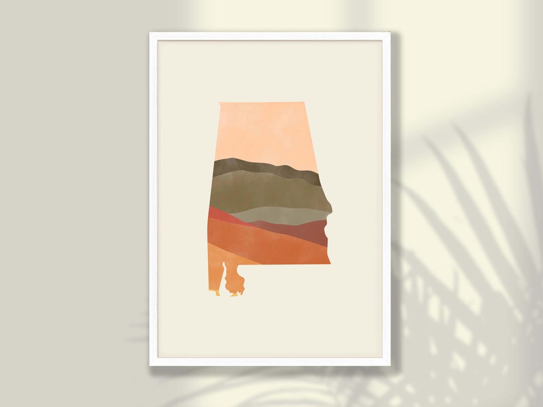 Boho Alabama State Map Art Print - Modern Home Decor - Etsy