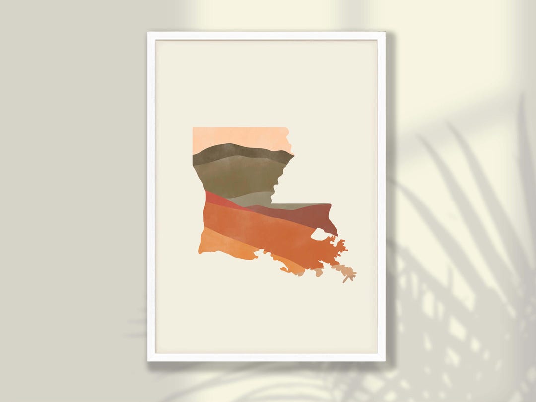 Boho Louisiana State Map Poster - Louisiana State Wall Art, Travel ...