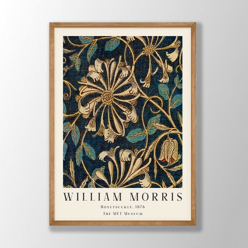 Floral Art Print Vintage Blue Flower William Morris Poster - Etsy