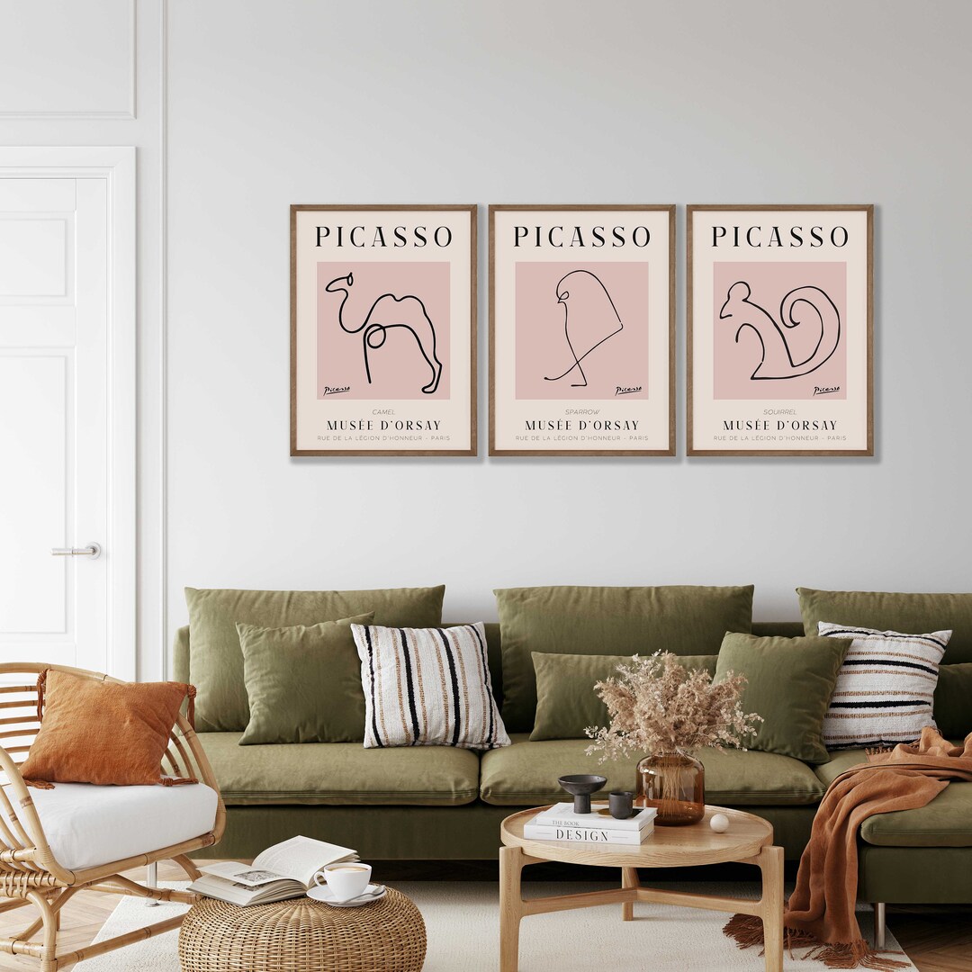 Picasso Line Art Prints: Camel, Sparrow, Squirrel - Set of 3 - Etsy UK