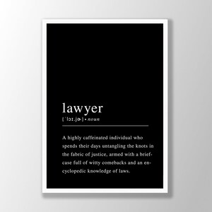 Funny Lawyer Definition Print Lawyer Gift Lawyer Poster Definition