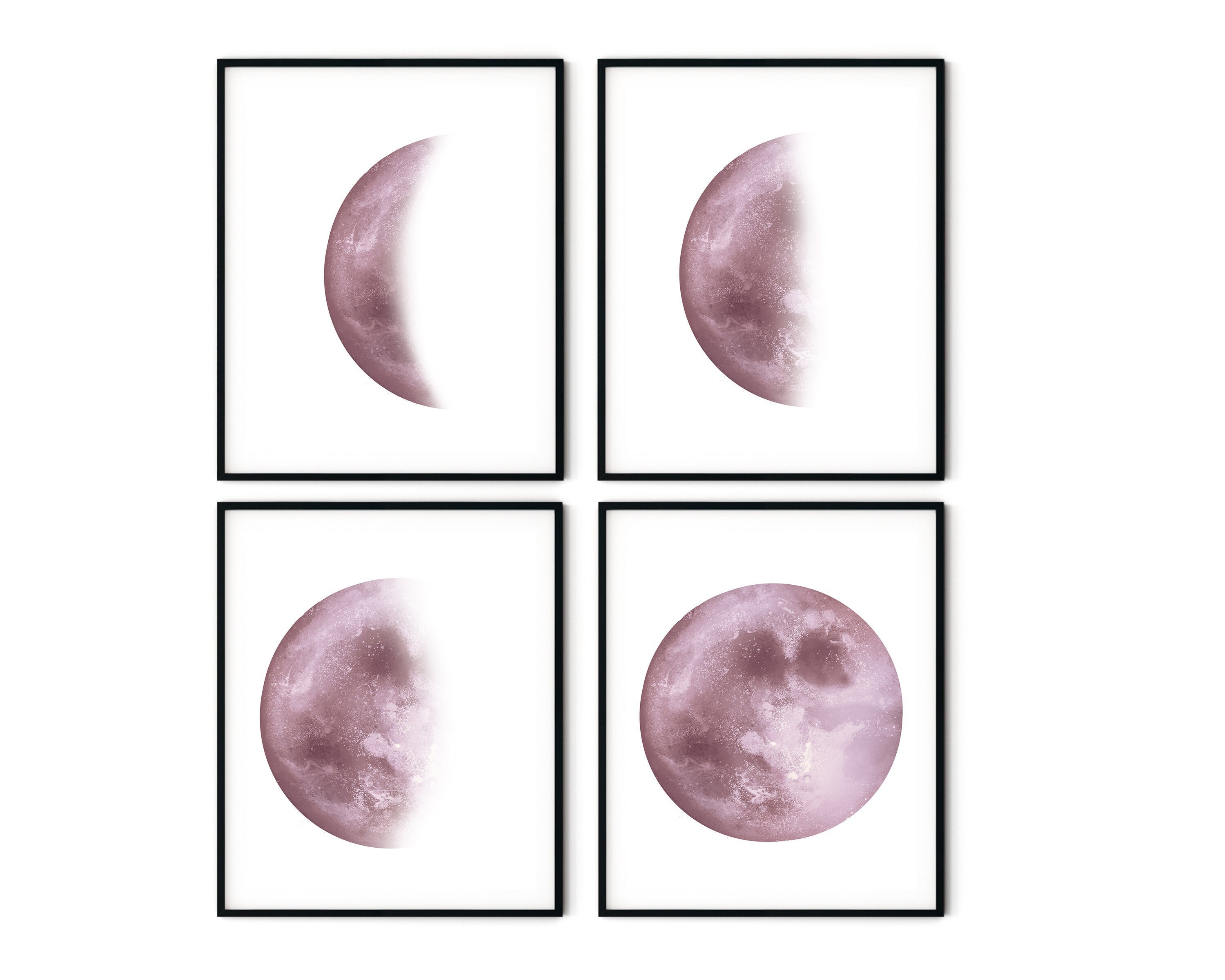 Moon Phase Prints Set of 4 Moon Wall Art Moon Prints Set - Etsy