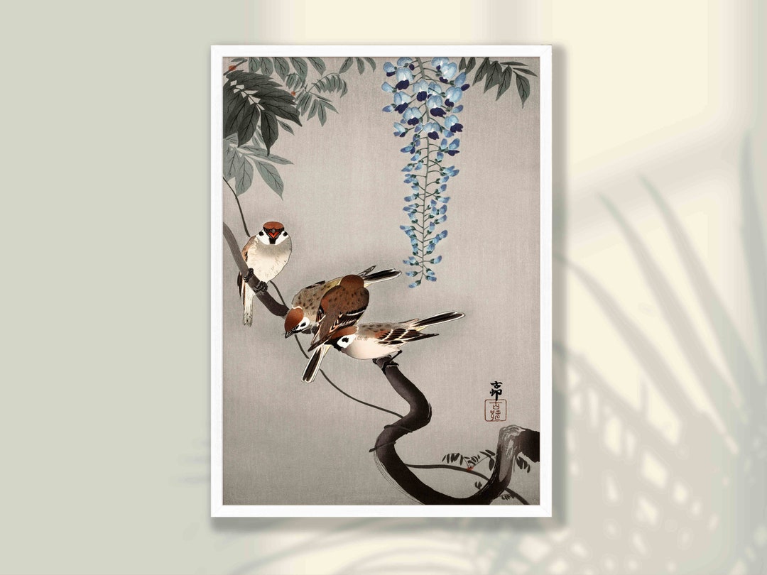 Japanese Bird Print, Bird Wall Art, Bird Art Print, Japanese Wall Print ...