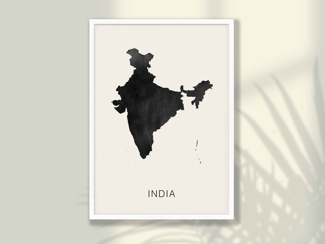 Watercolor India Map Art Print: Minimalist Travel Wall Decor - Etsy