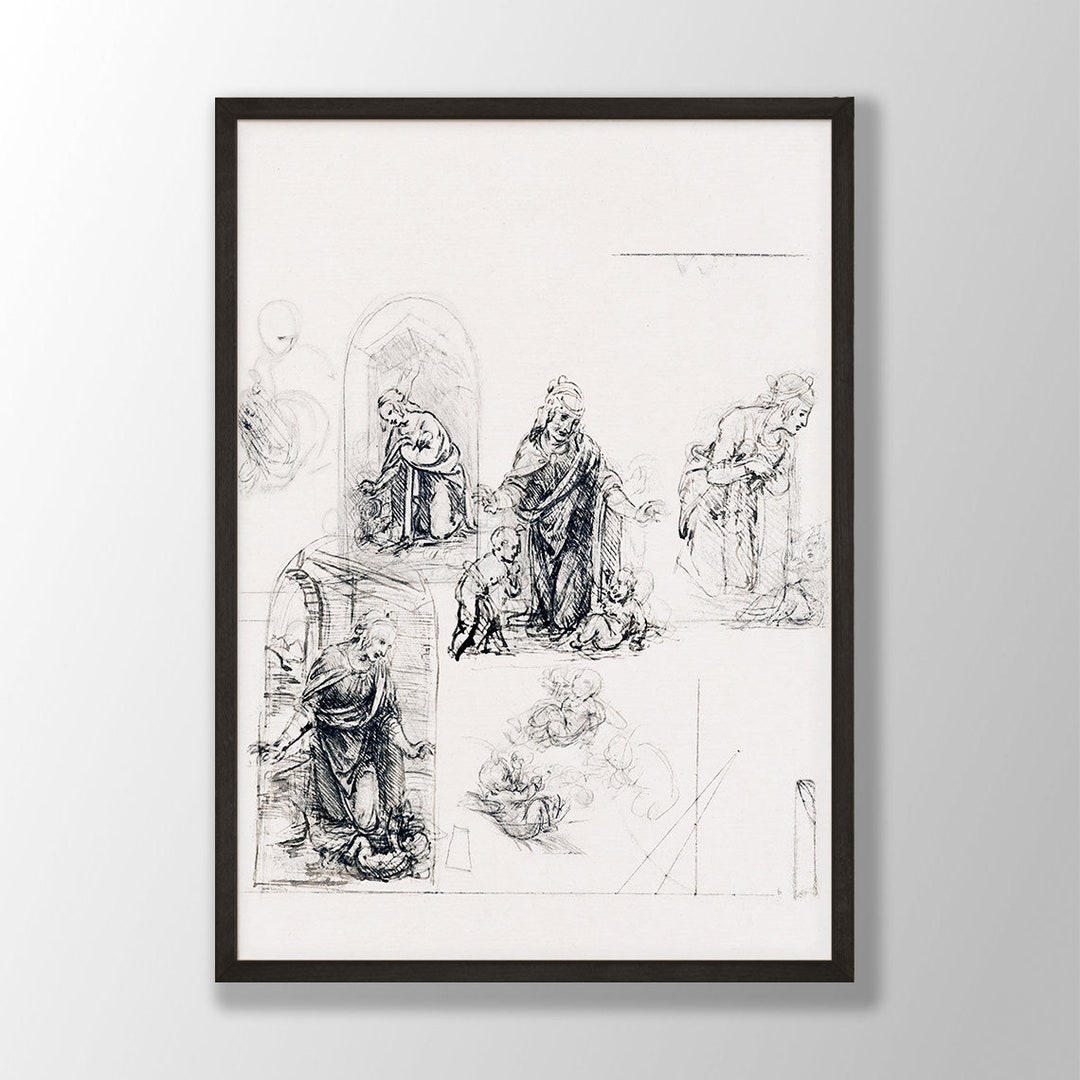 Leonardo Da Vinci Art Print - Compositional Sketches, Leonardo Da Vinci ...