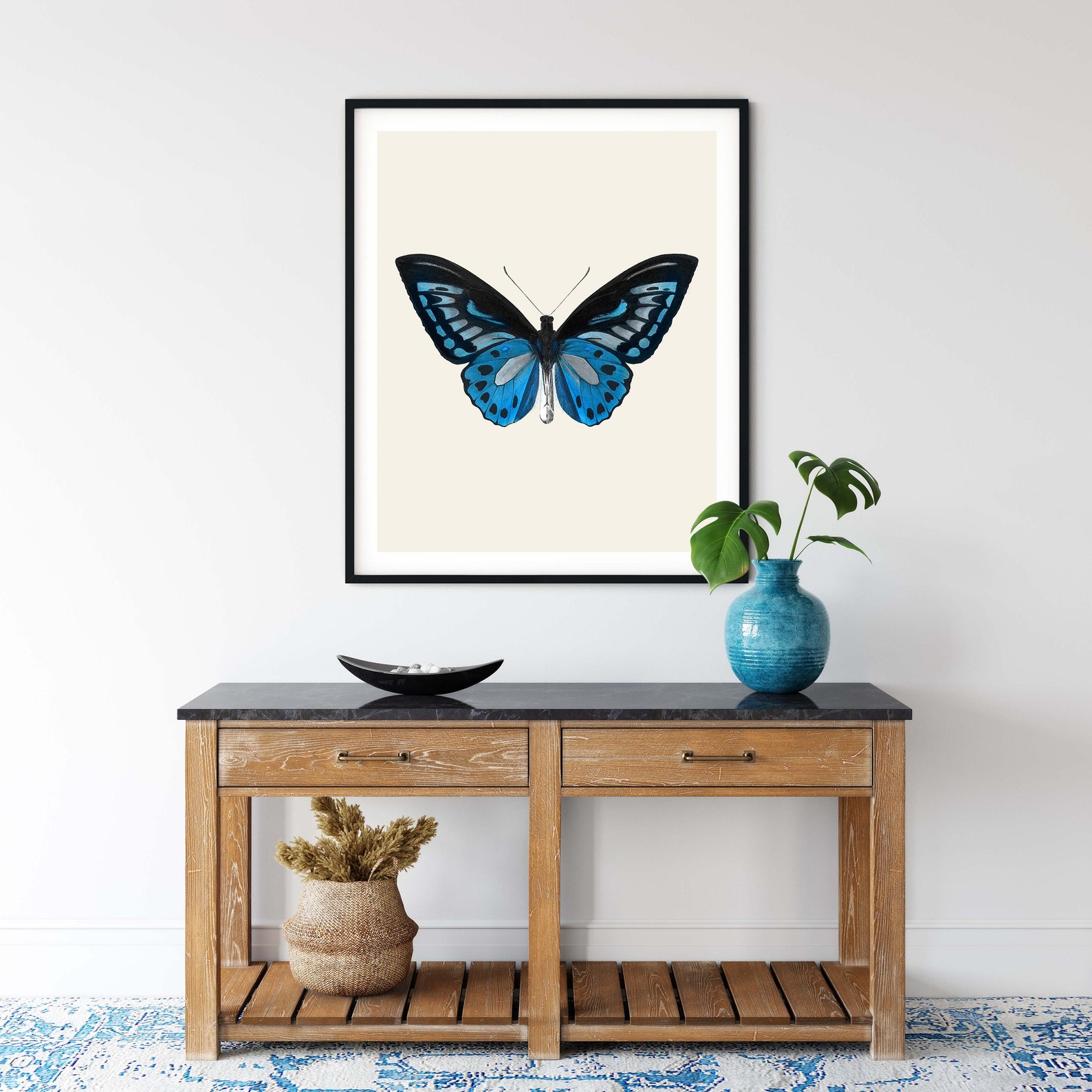 Vintage Blue Butterfly Print Butterfly Wall Art Butterfly - Etsy