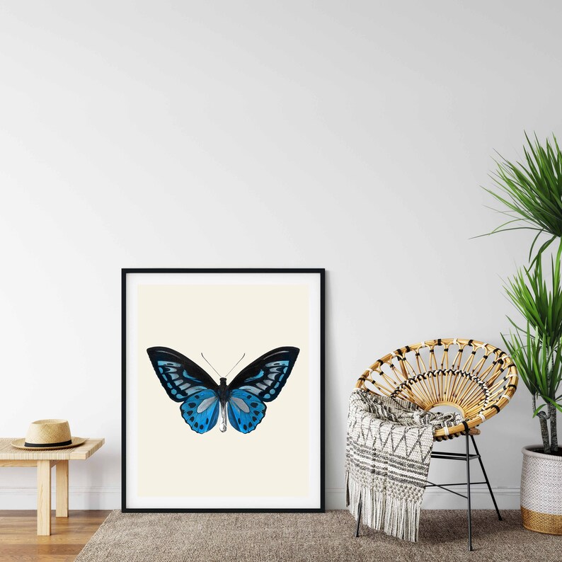 Vintage Blue Butterfly Print Butterfly Wall Art Butterfly - Etsy