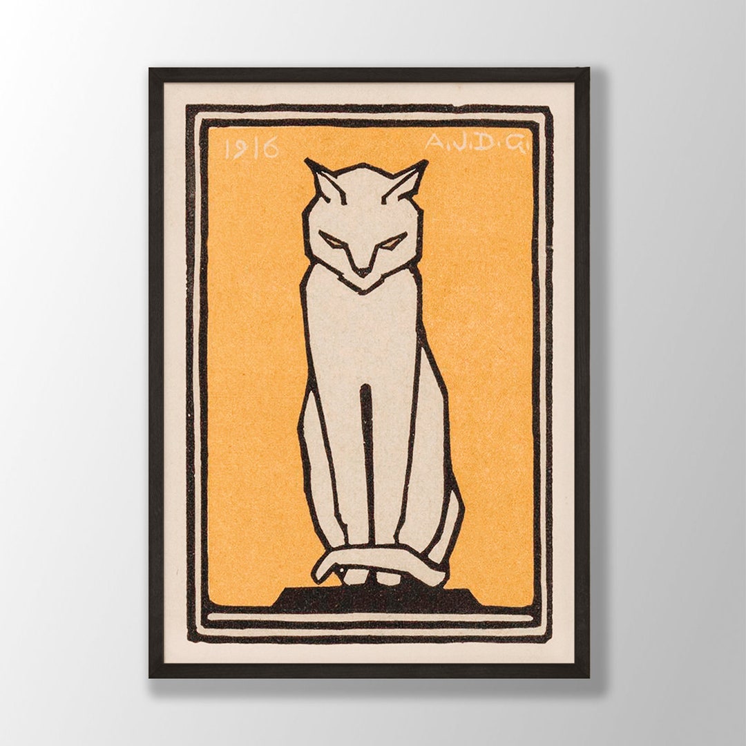 Vintage Cat Print - Vintage Cat Poster, Animal Decor, Cat Lovers Gift ...