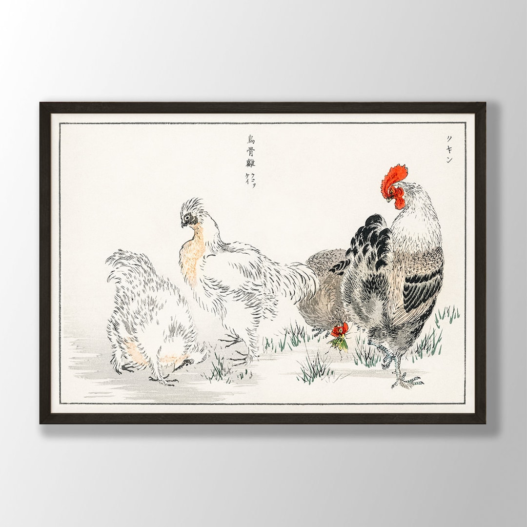 Vintage Rooster Poster, Japanese Art, Rooster Wall Art, Japanese Wall ...