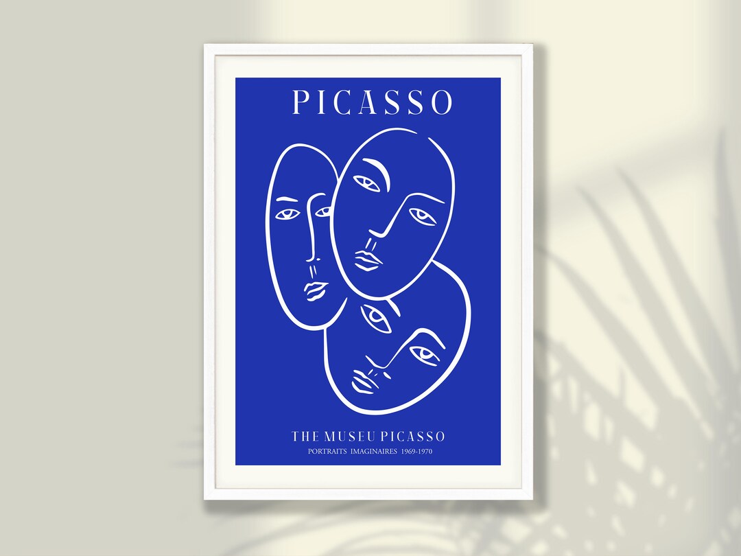 Blue Picasso Line Art Print - Abstract Face Print, Pablo Picasso ...