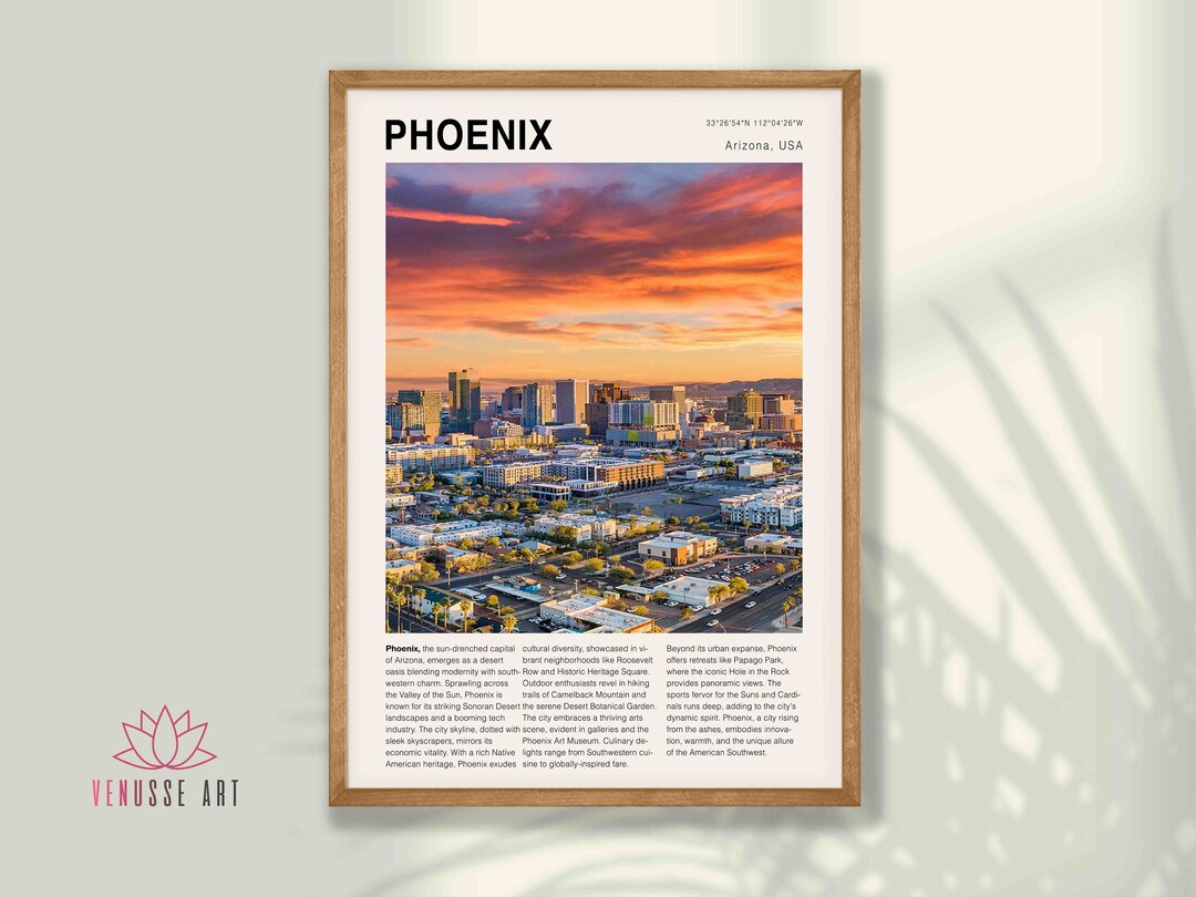 Phoenix City Print - Phoenix Wall Art, Travel Wall Art, Phoenix Poster ...