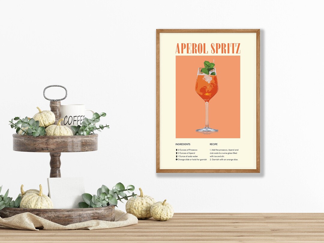 Aperol Spritz Poster - Cocktail Poster, Bar Wall Decor, Cocktail Print ...