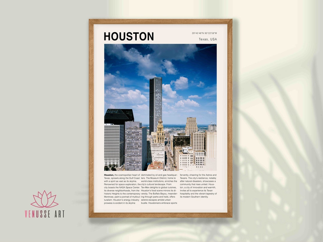Houston City Print - Houston Wall Art, Travel Wall Art, Houston Poster ...