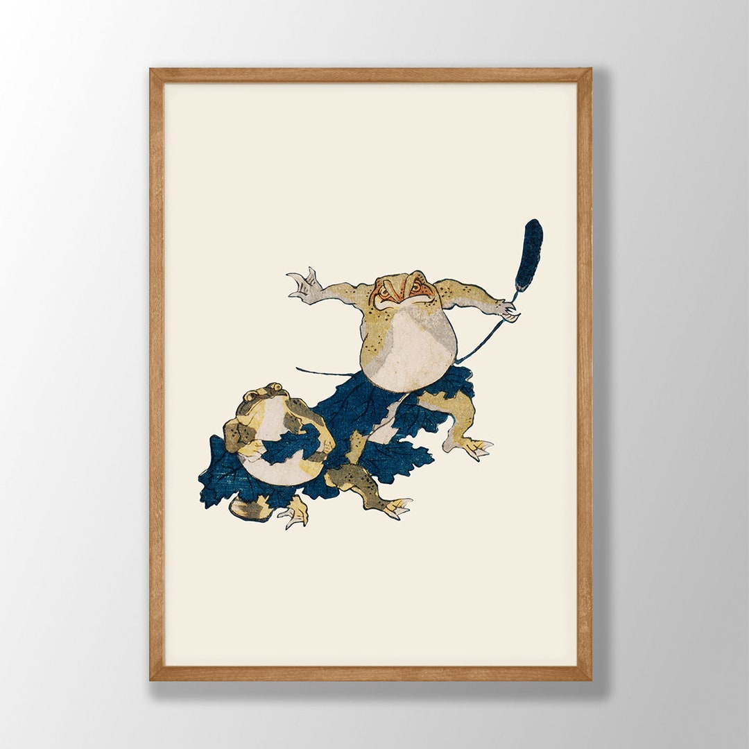 Japanese Frog Woodblock Print: Ukiyo-e Wall Art - Etsy