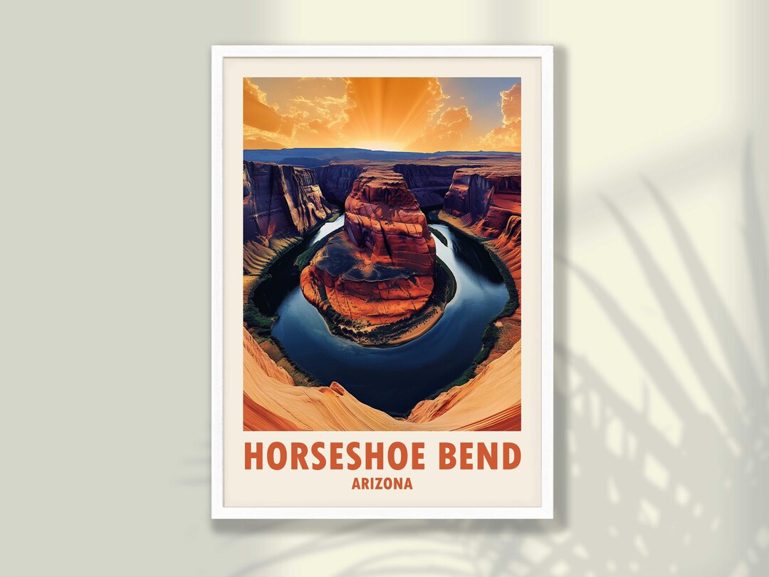 Horseshoe Bend Travel Poster - Horseshoe Bend Print, Travel Print ...