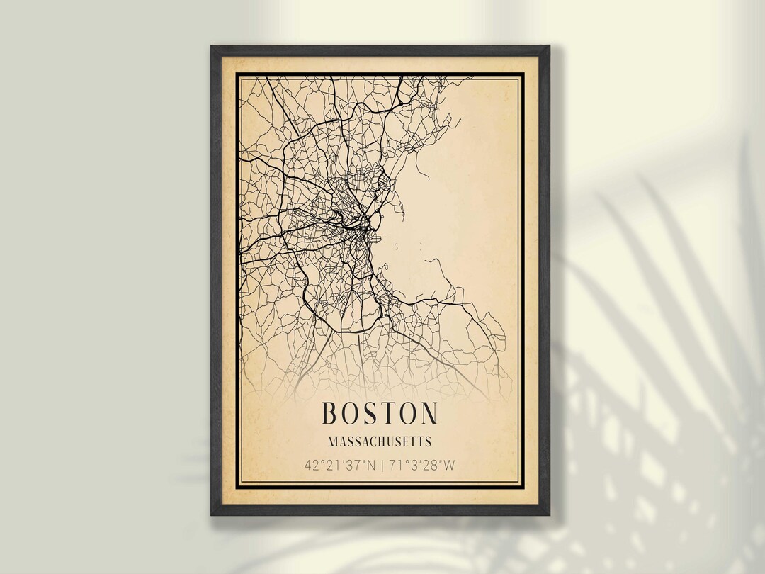 Vintage Boston City Map Poster - Boston Wall Art, Boston Print, Travel ...