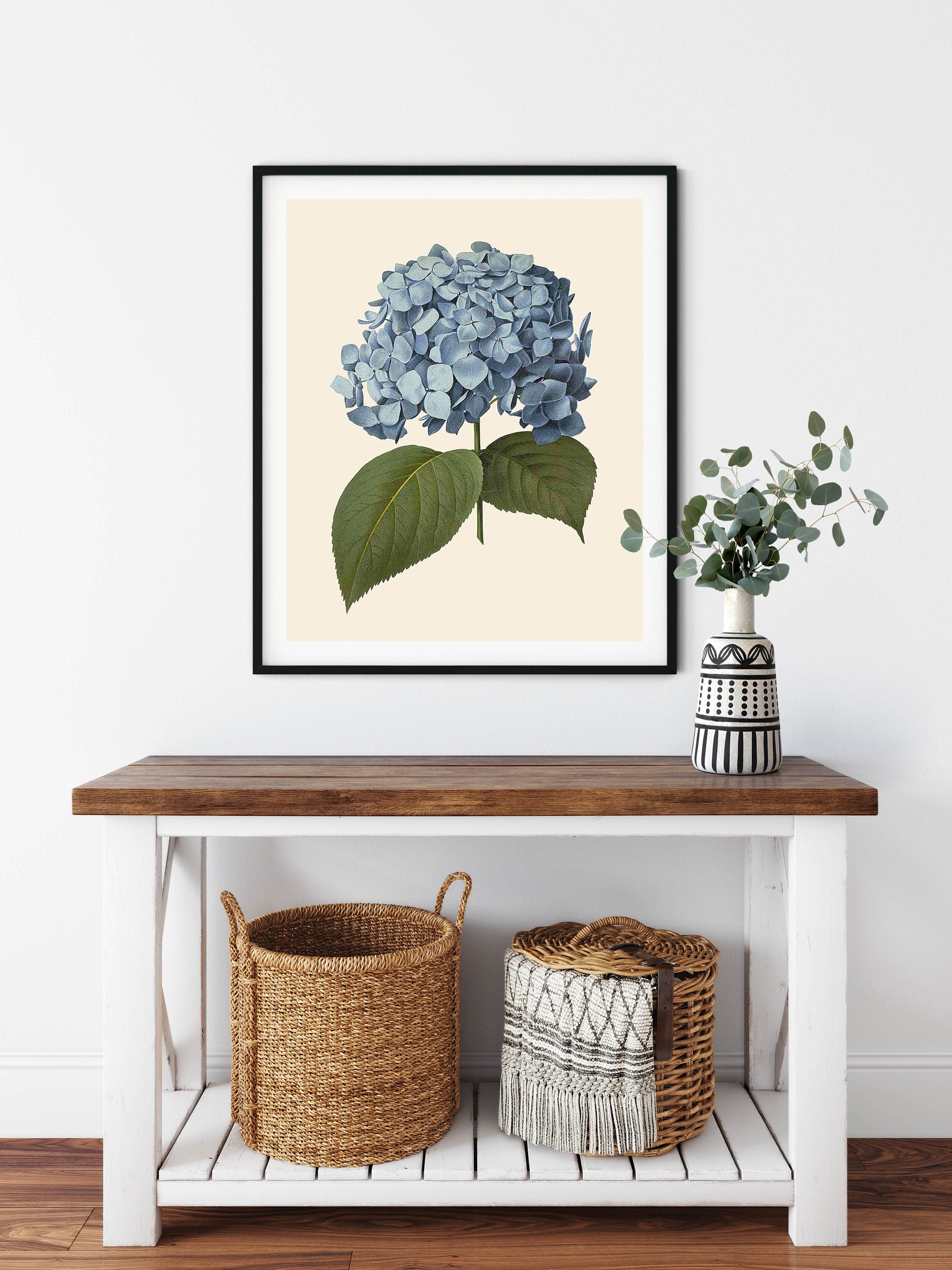 Vintage Hydrangea Art Print: Blue Botanical Illustration - Etsy