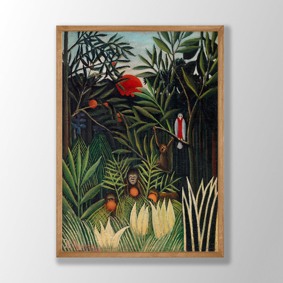 Henri Rousseau Print | Monkeys and Parrot in the Virgin Forest 1905 ...