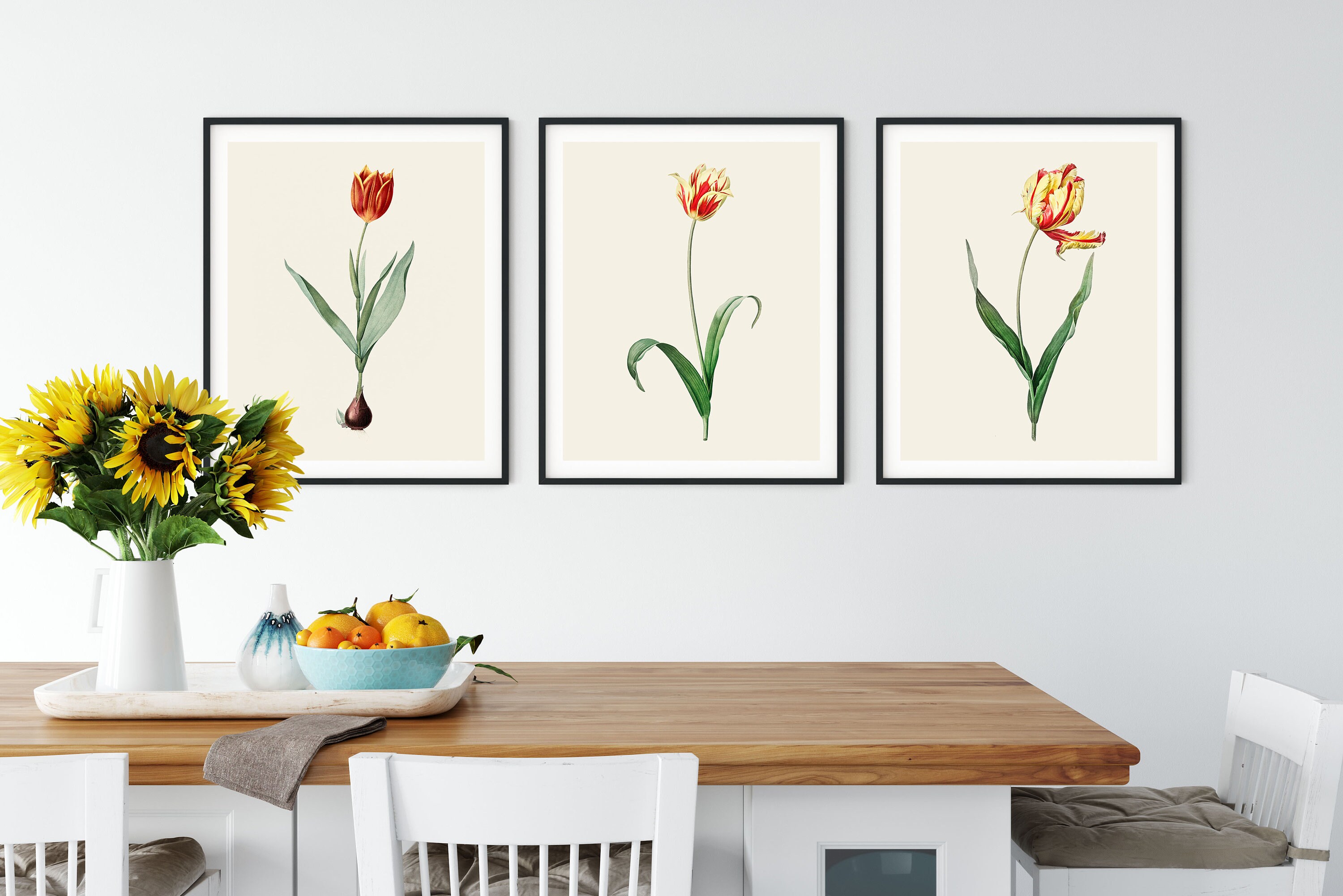 Tulip Prints Set of 3 Tulip Wall Art Farmhouse Wall Art - Etsy UK