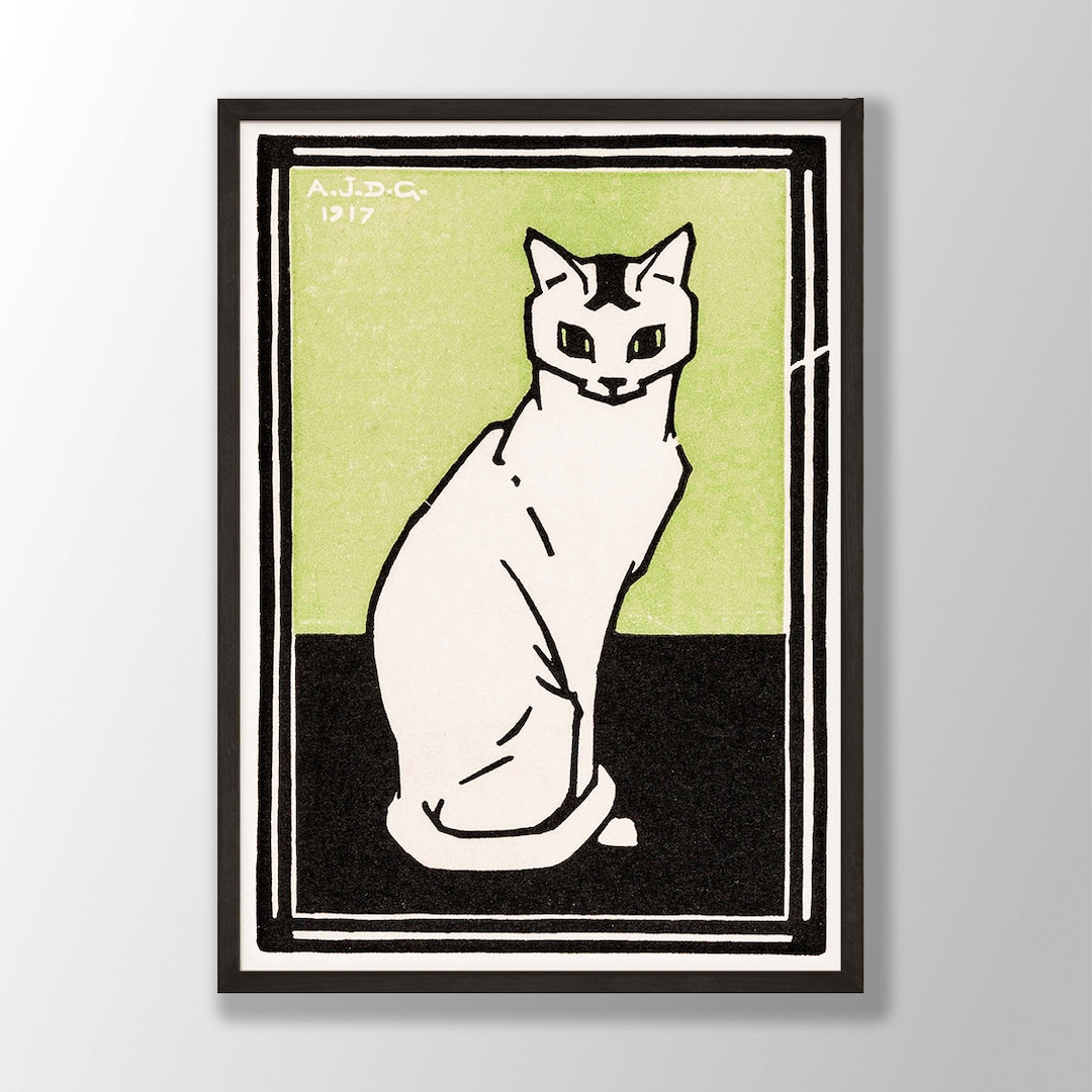 Vintage Cat Print - Sitting Cat Poster, Animal Decor, Cat Lovers Gift ...
