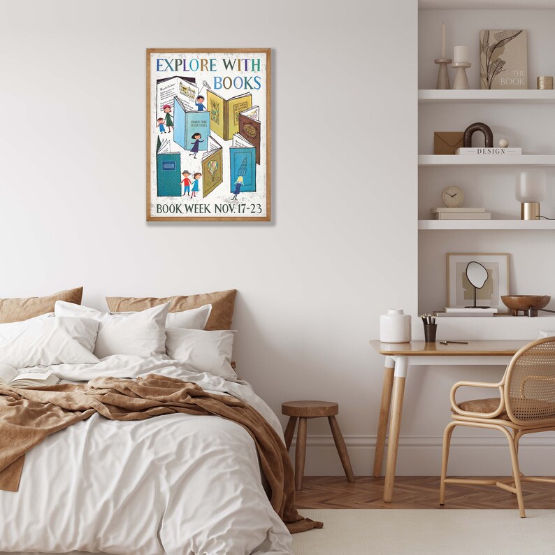Book Week Poster: Vintage Library Advertising Print - Etsy