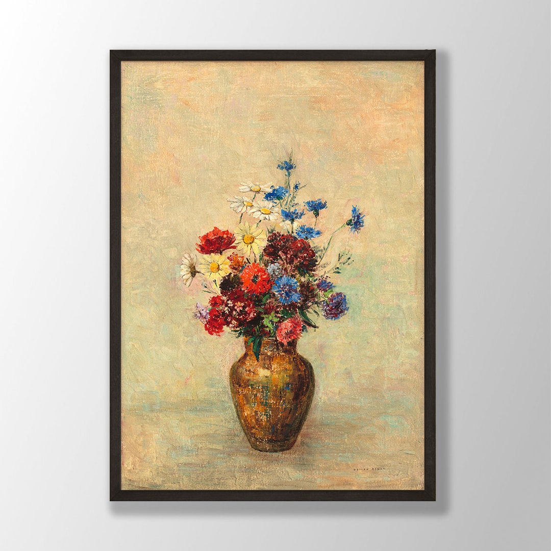 Odilon Redon Art Print - Flowers in a Vase, Odilon Redon Poster, Flower ...