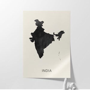 Watercolor India Map Art Print: Minimalist Travel Wall Decor - Etsy