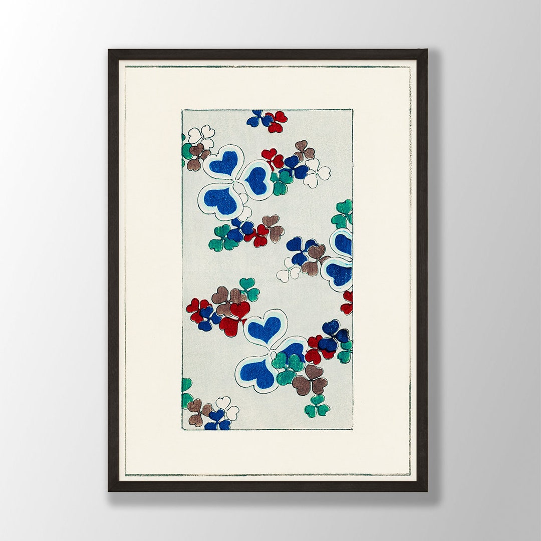 Japanese Clover Woodblock Print: Vintage Floral Wall Art - Etsy