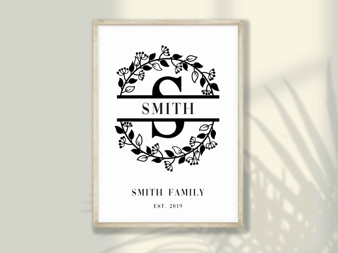 Personalized Family Name Print: Monogram Initial Wall Art - Etsy