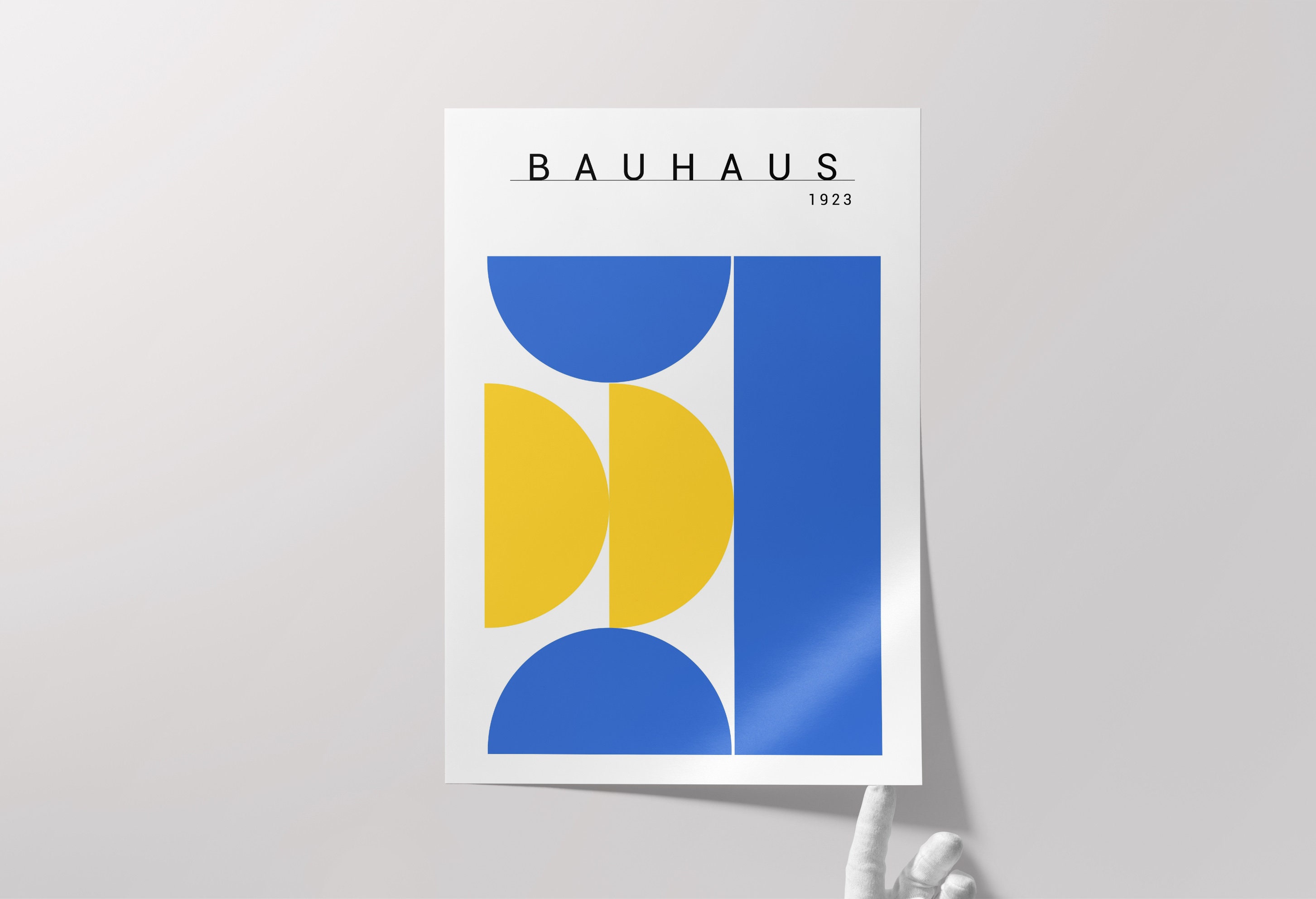 Abstract Bauhaus Art Print: Blue & Yellow Mid-century Modern Wall Decor ...