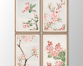 Japanese Pink Print | Etsy