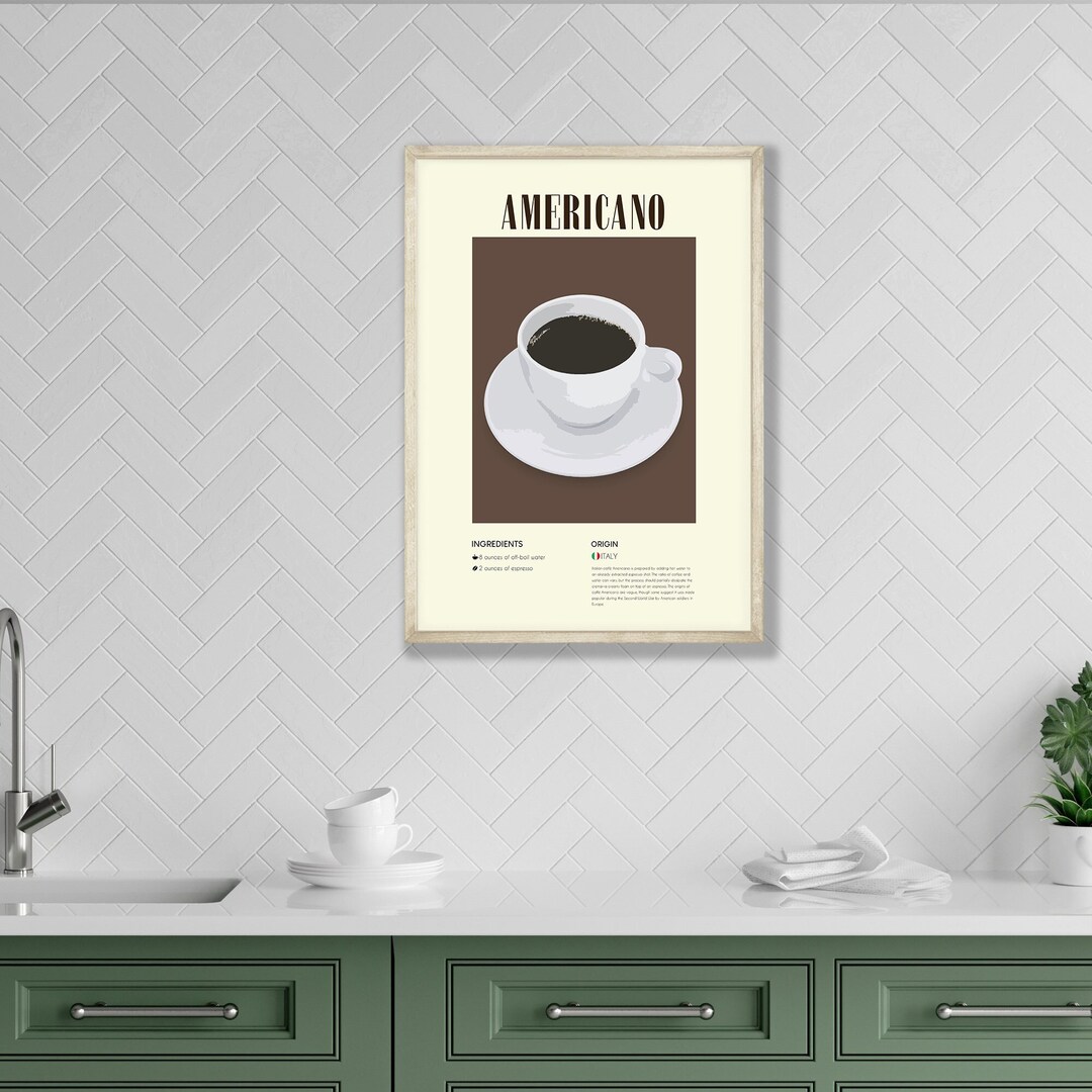 Americano Poster - Coffee Poster, Coffee Wall Decor, Cafe Wall Decor ...
