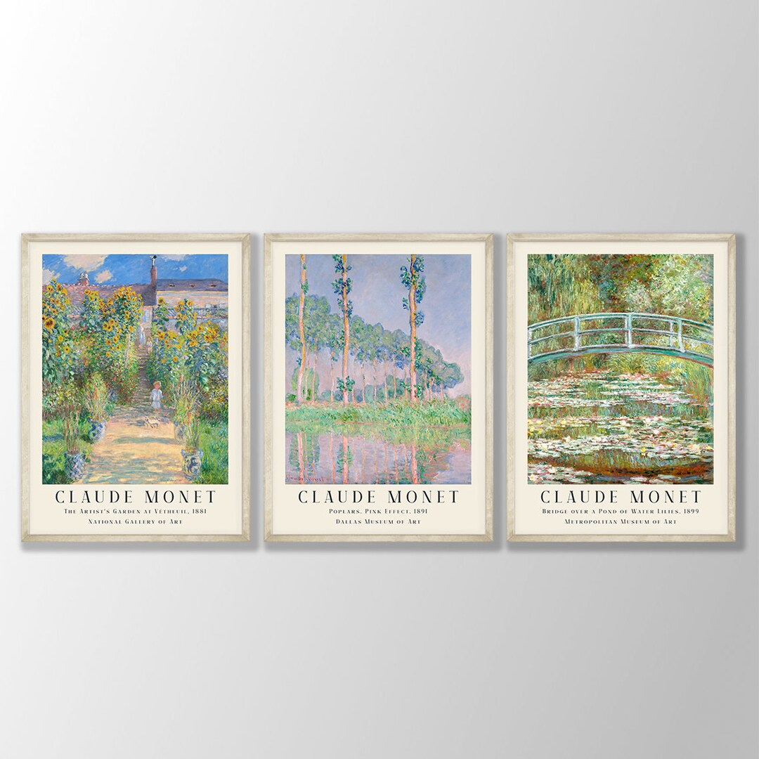 Claude Monet Prints Set of 3 No:7 - Monet Poster, Monet Exhibition ...