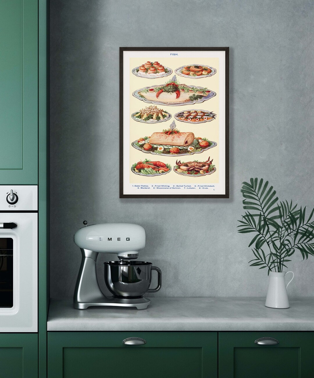 Vintage Nautical Fish Dish Poster: Kitchen Wall Art - Etsy