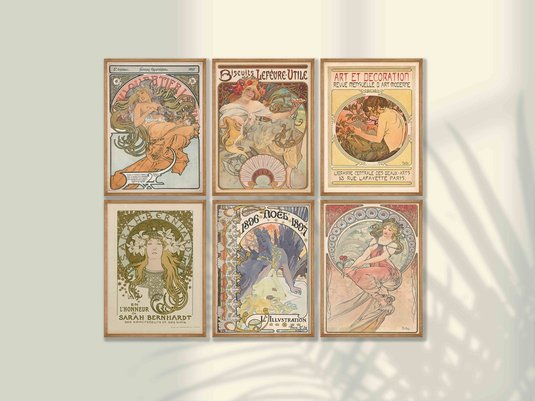 Alphonse Maria Mucha Prints Set of 6 - Art Nouveau Posters, Gallery ...
