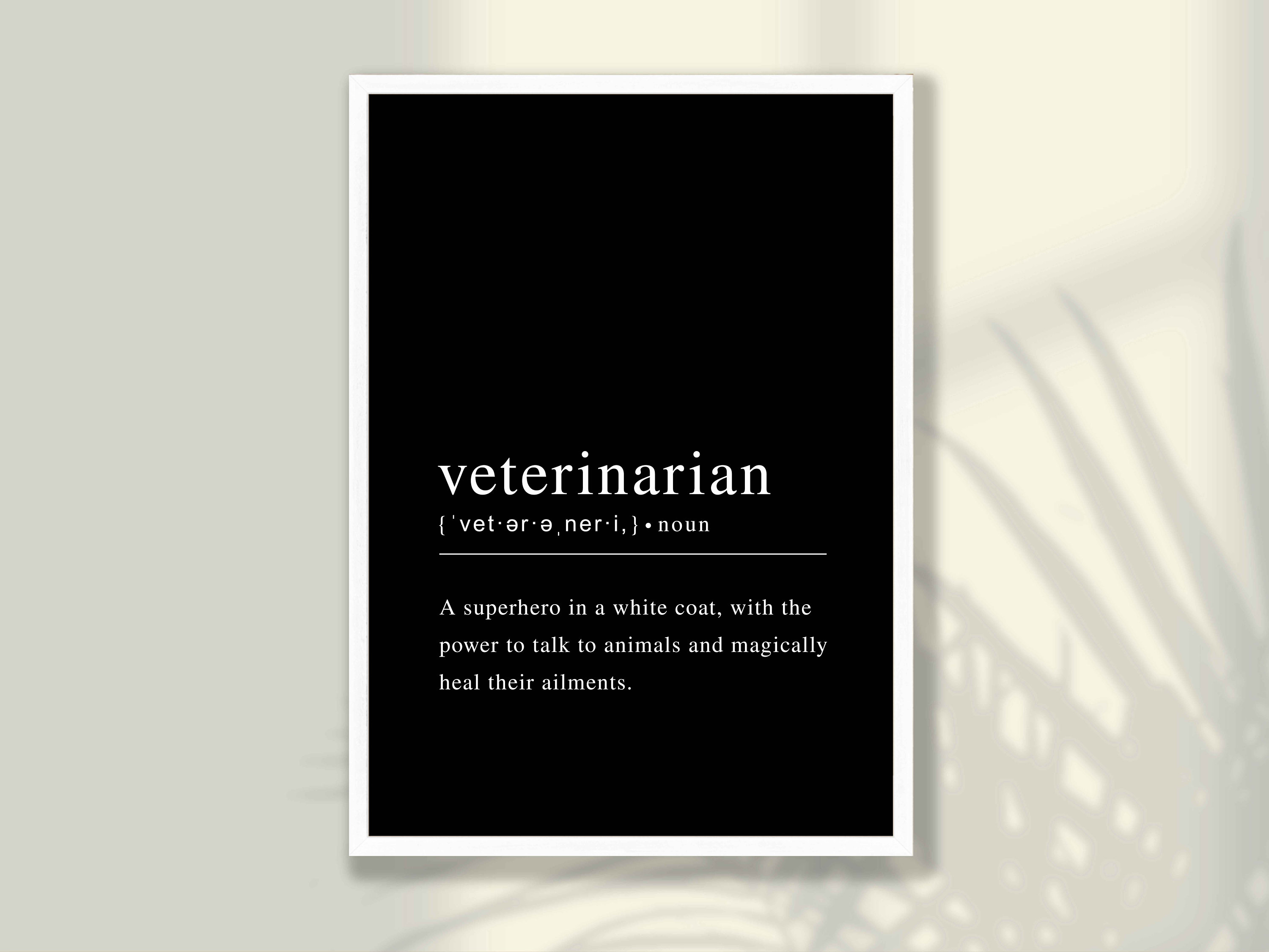 Veterinarian Definition Print - Funny Vet Clinic Wall Art - Etsy