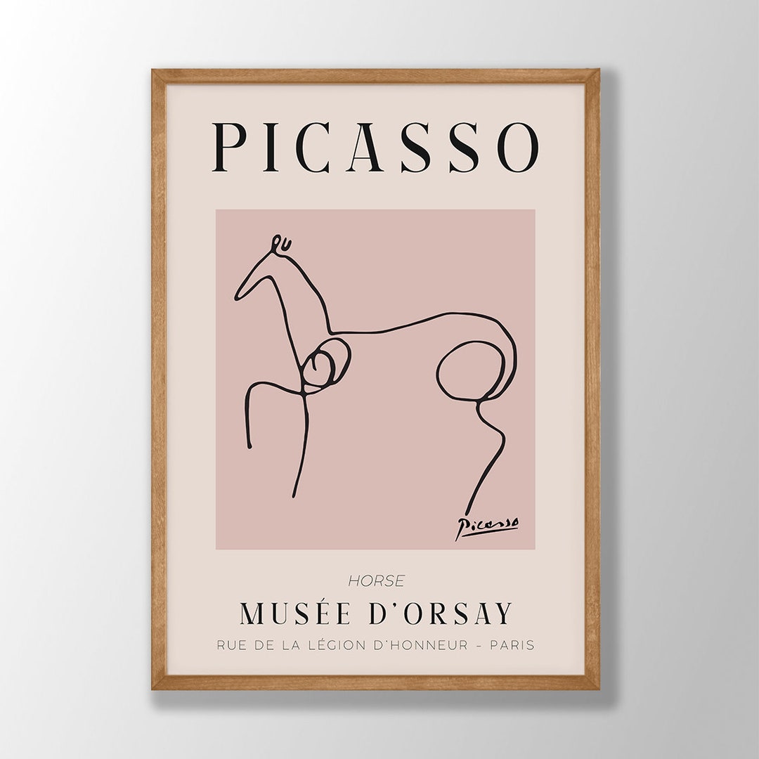 Picasso Line Art Print - Horse Print, Pablo Picasso Exhibition Poster ...