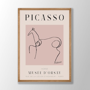 Picasso Line Art Print - Horse Print, Pablo Picasso Exhibition Poster ...