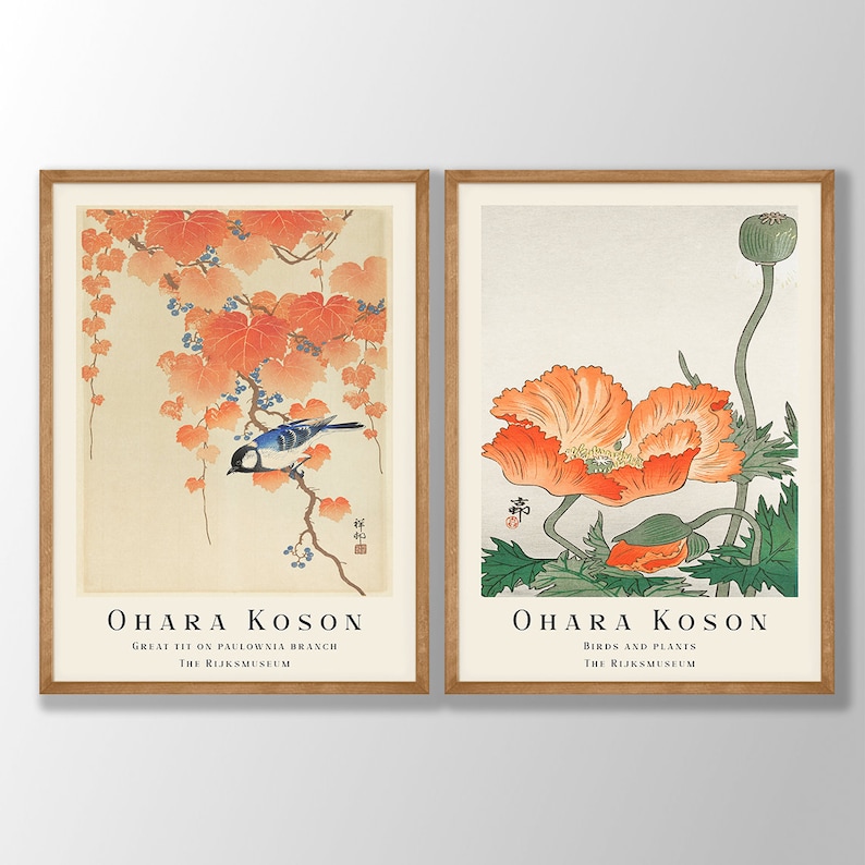 Ohara Koson Japanese Bird and Flower Art Prints - Set of 2 - Etsy