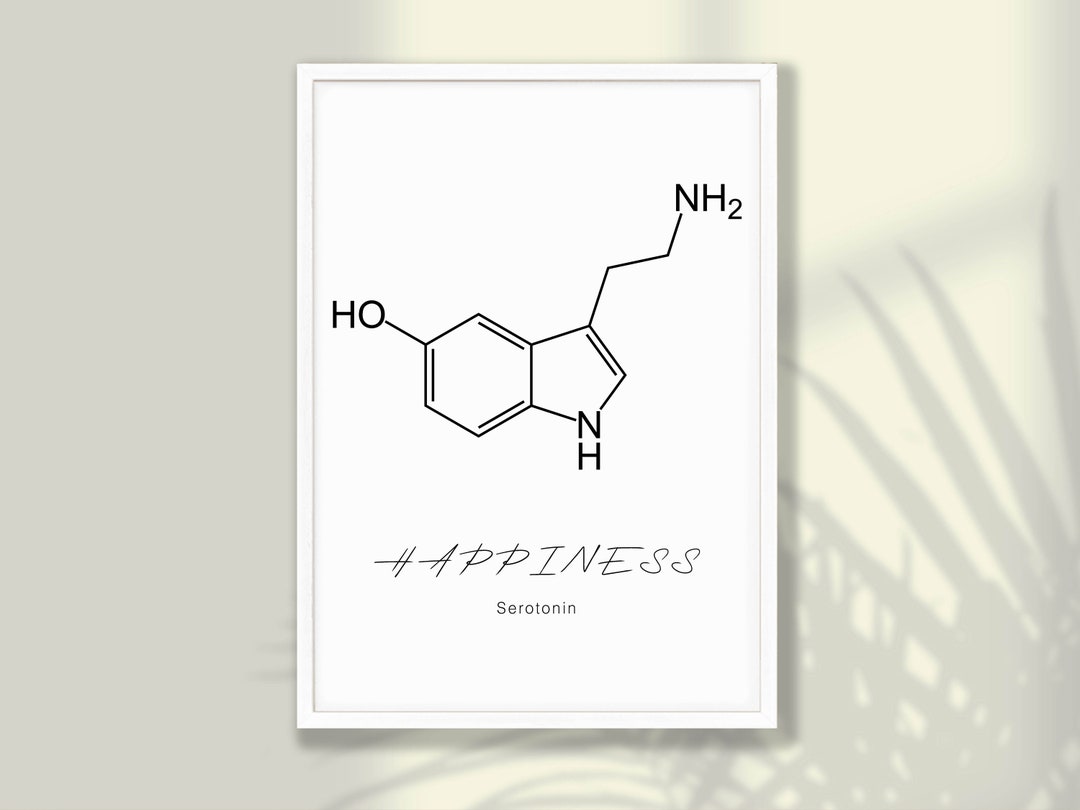 Happiness Poster - Molecule Print, Serotonin Poster, Science Poster ...