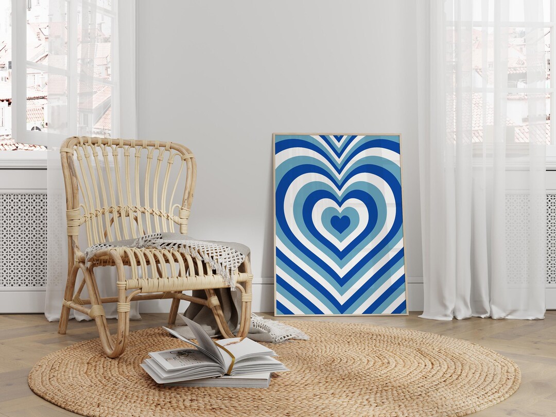 Blue Heart Poster - Heart Aura Poster, Trendy Wall Art, Heart Print ...
