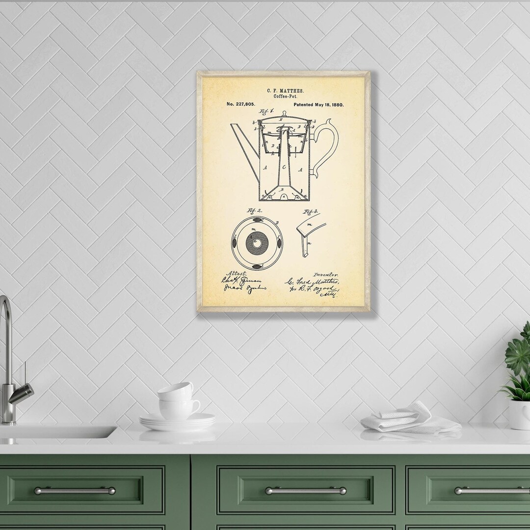 Vintage Coffee Pot Patent Art Print: Kitchen Decor - Etsy
