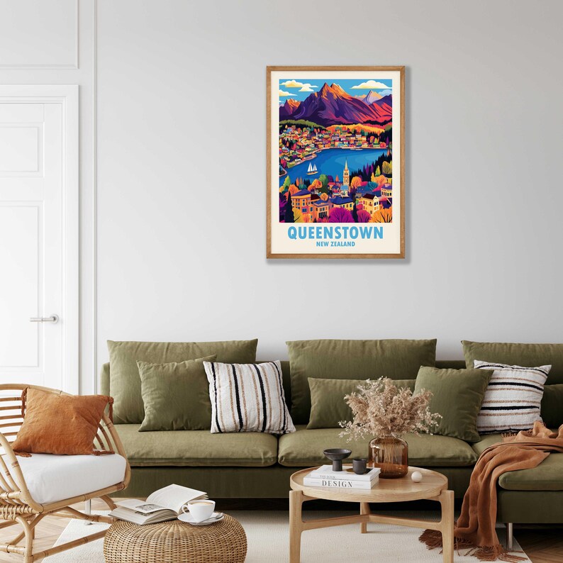 Queenstown New Zealand Travel Poster: Archival Print, Frame & Canvas ...