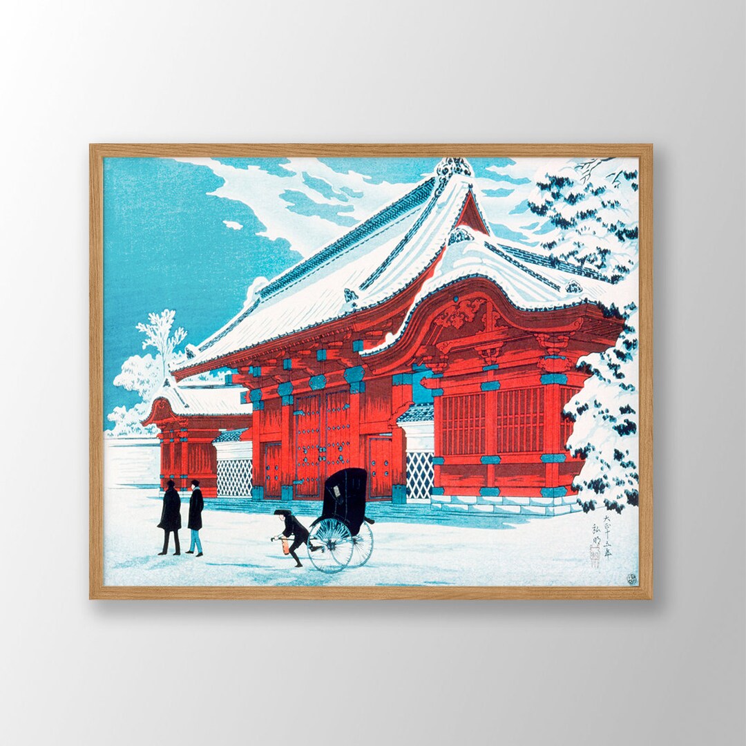 Japanese Art, Red Gate of Hongo by Hiroaki Takahashi, Japanese Wall ...