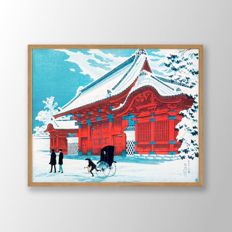 Japanese Art Red Gate of Hongo by Hiroaki Takahashi Japanese - Etsy