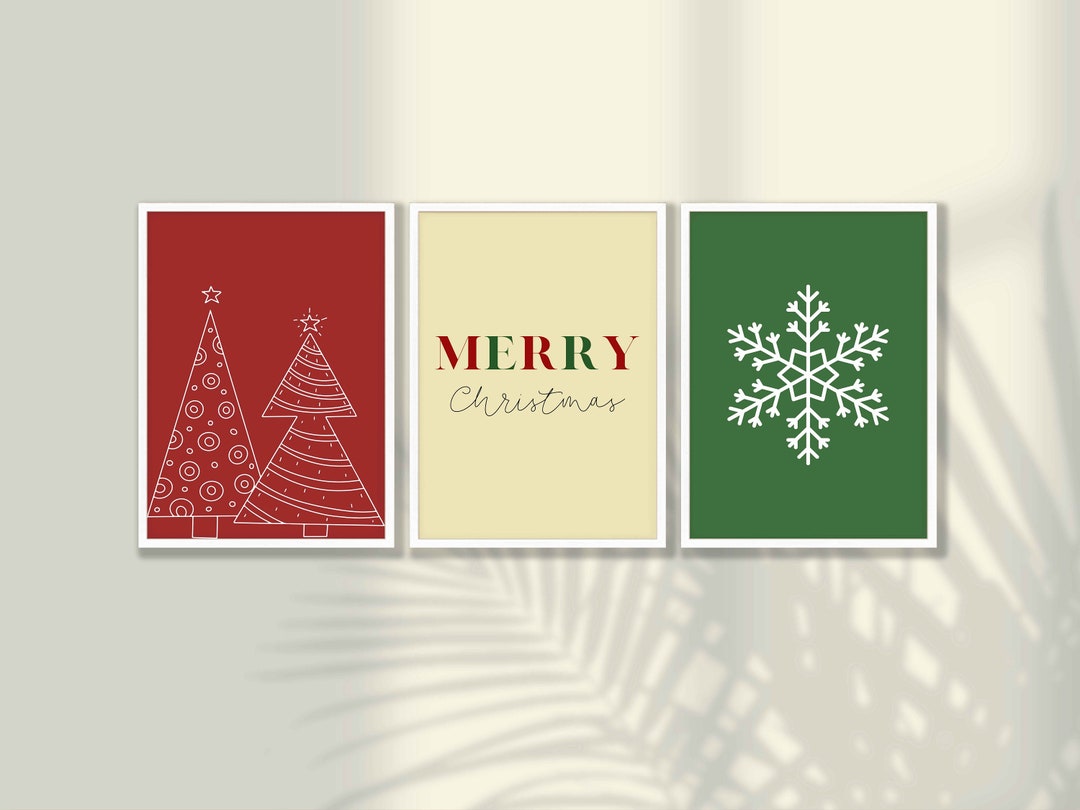Christmas Prints Set of 3 - Christmas Wall Art, Christmas Poster ...
