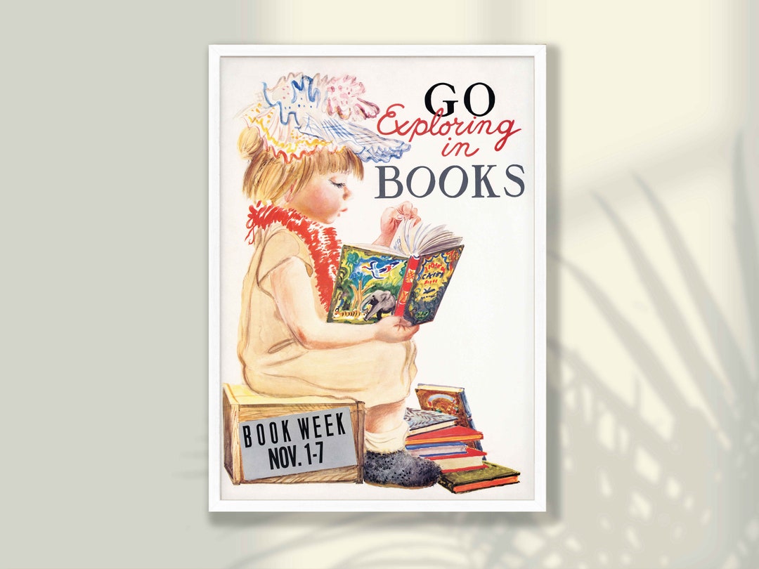 Book Week Poster - National Library Week, Vintage Advertising Poster ...