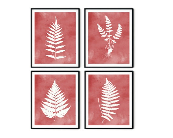 Blush Watercolor Fern Print Set of 4 Fern Wall Art | Etsy