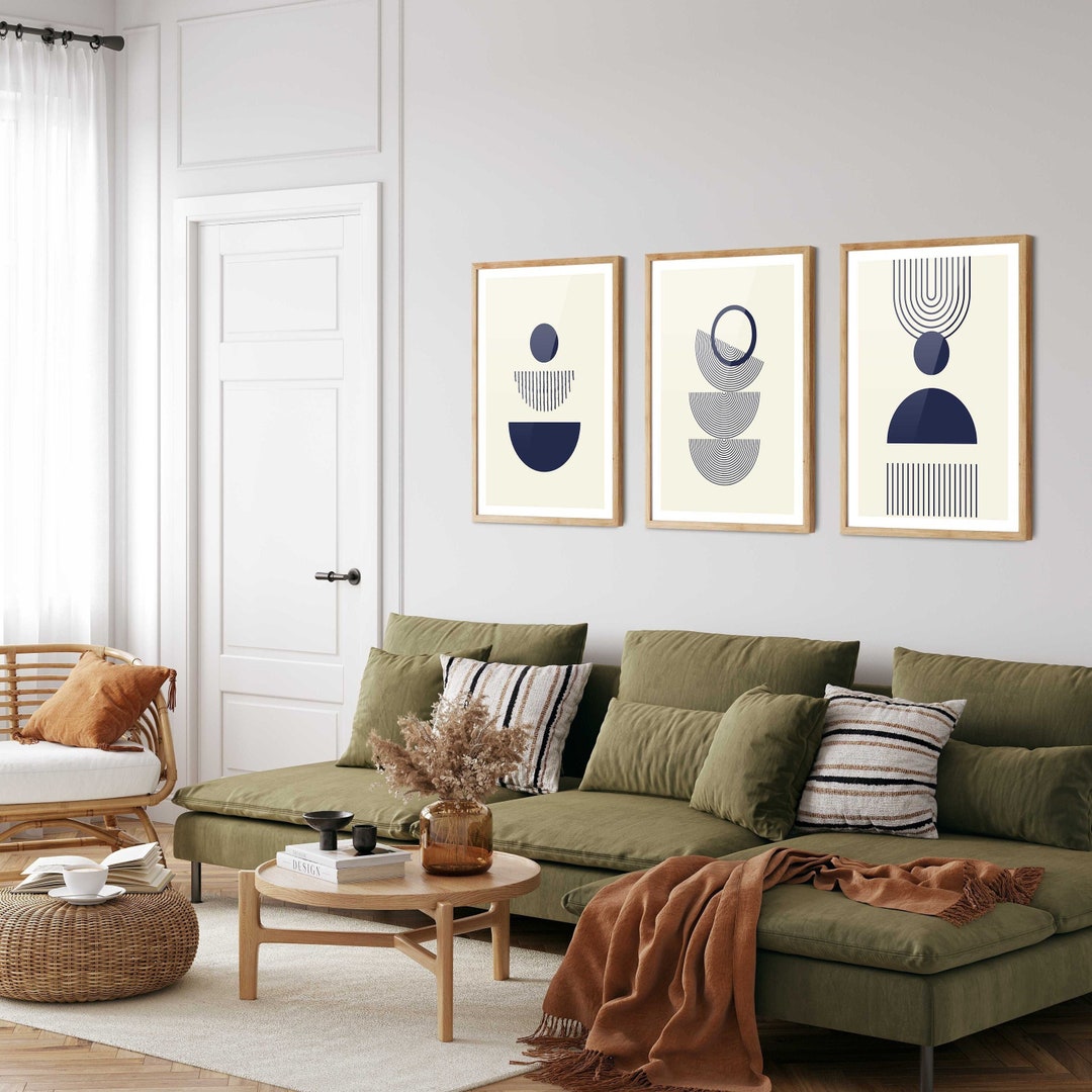 Conjunto de 3 estampas geométricas Boho - arte abstrata de parede ...
