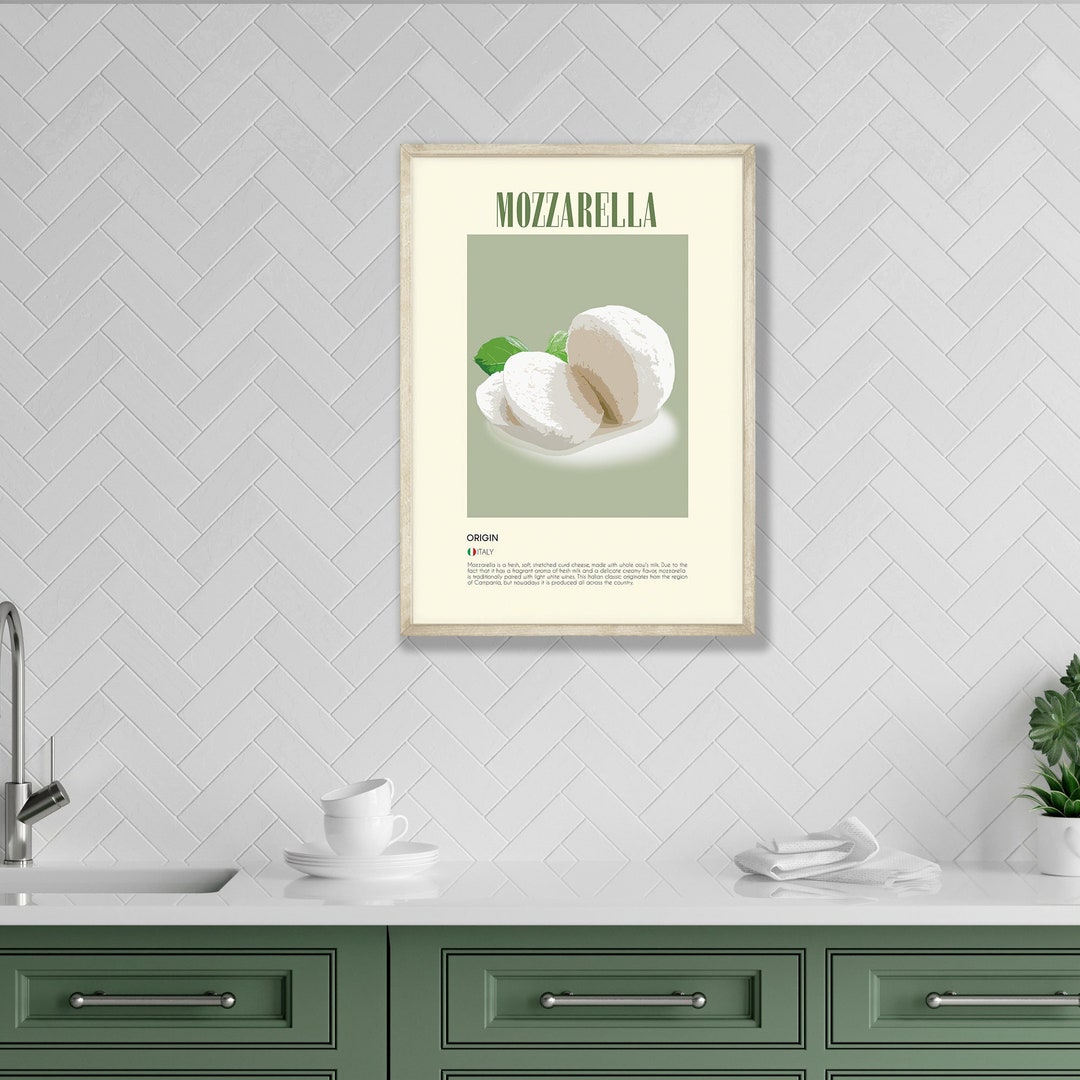 Mozzarella Cheese Poster - Mozzarella Poster, Cheese Print, Kitchen ...